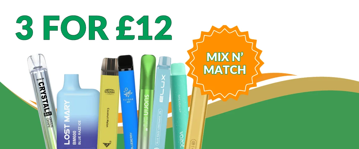 Mix And Match 3 for £12 | Top Vapours Vape Store